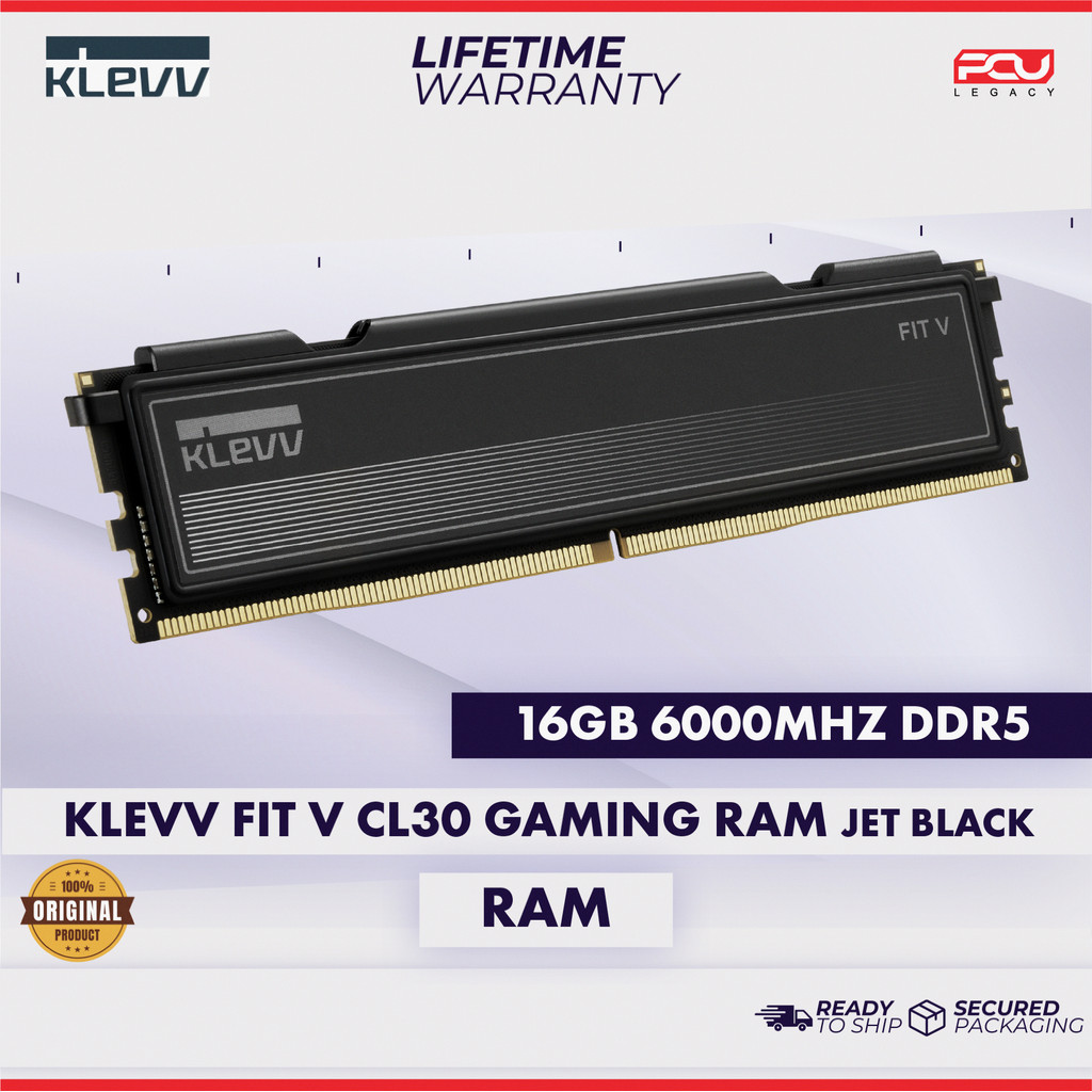 KLEVV FIT V 6000MHz CL30 16GB DDR5 GAMING MEMORY RAM - BLACK | Shopee ...