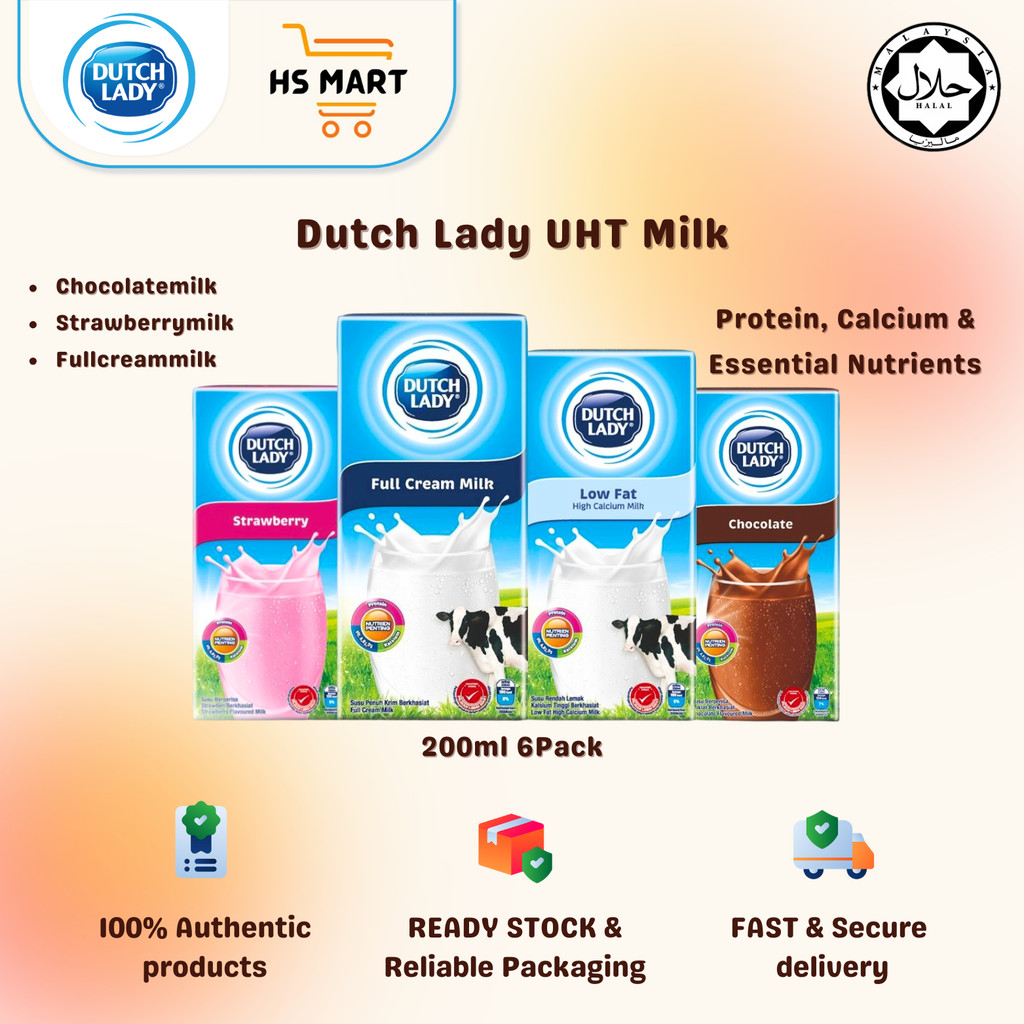 [TKM] Dutch Lady UHT Milk (200ml 6Pack) | Shopee Malaysia