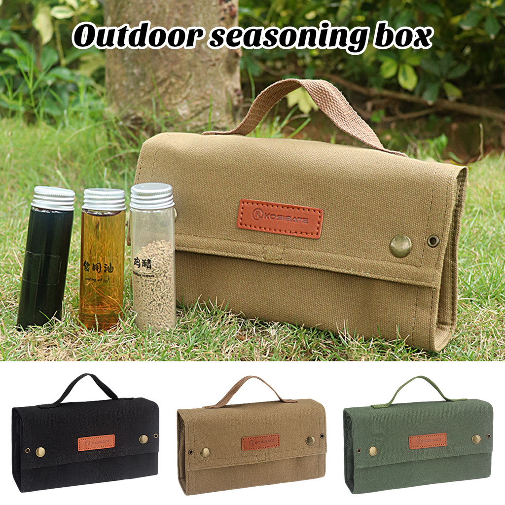 WAN- Portable Spice Bottle Organizer Bag with Handle Outdoor Camping ...