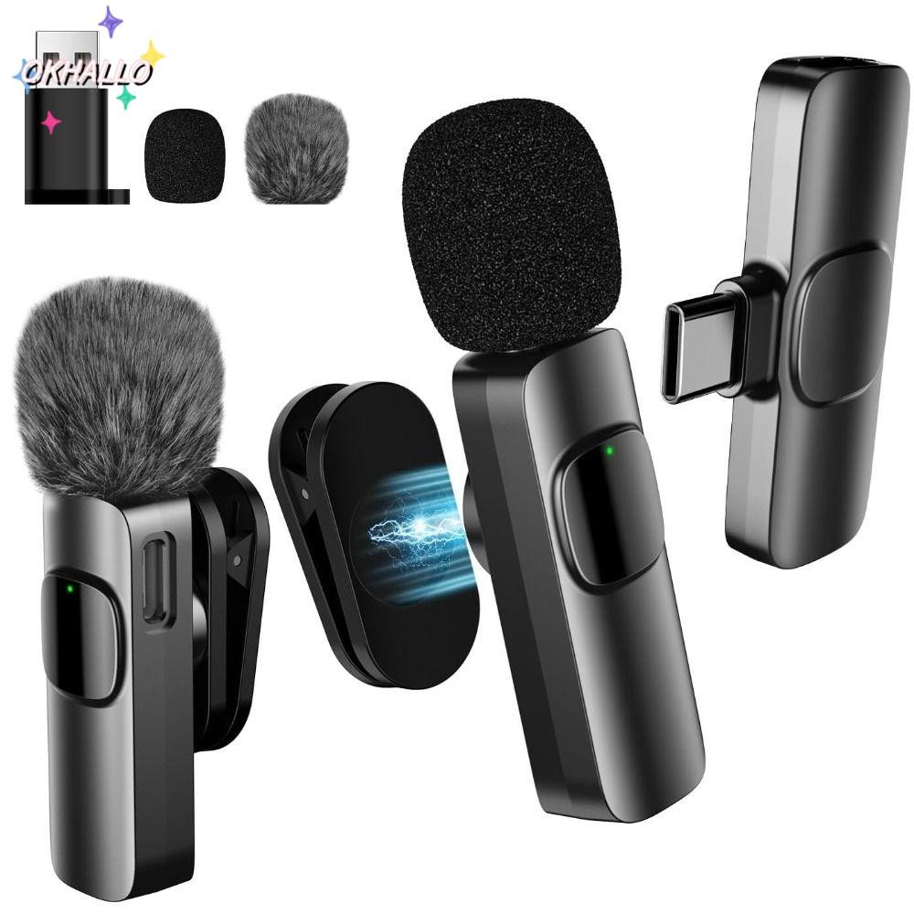 OKHALLO Wireless Lavalier Microphone, Adjustable Collar Clip Magnetic ...