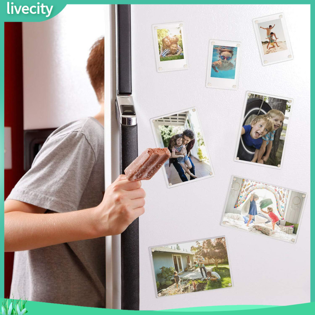 livecity| Acrylic Photo Holder 3-inch Magnetic Photo Frame Set for ...