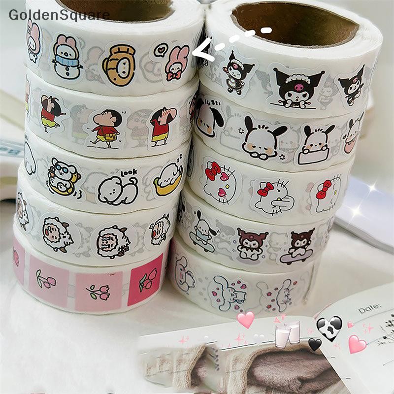 GG 500Pcs/Roll Stickers Kawaii Hello Kitty Melody Kuromi Cinnamoroll ...