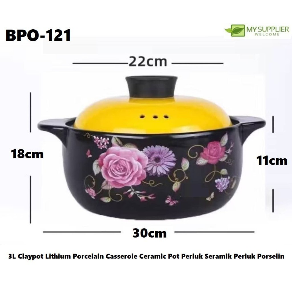 BPO-121 3L Claypot Lithium Porcelain Casserole Ceramic Pot Periuk ...
