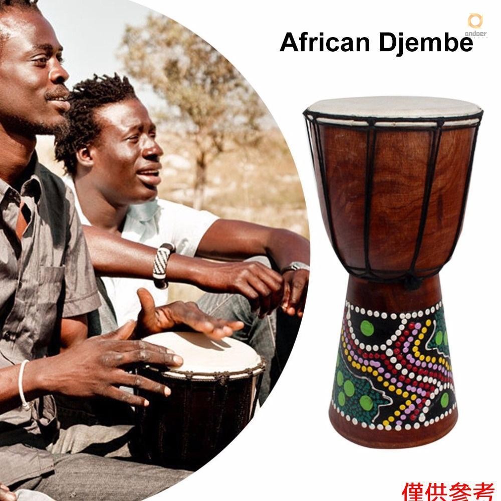6in African Djembe Drum Hand-Carved Solid-Wood Goat-Skin Traditional ...