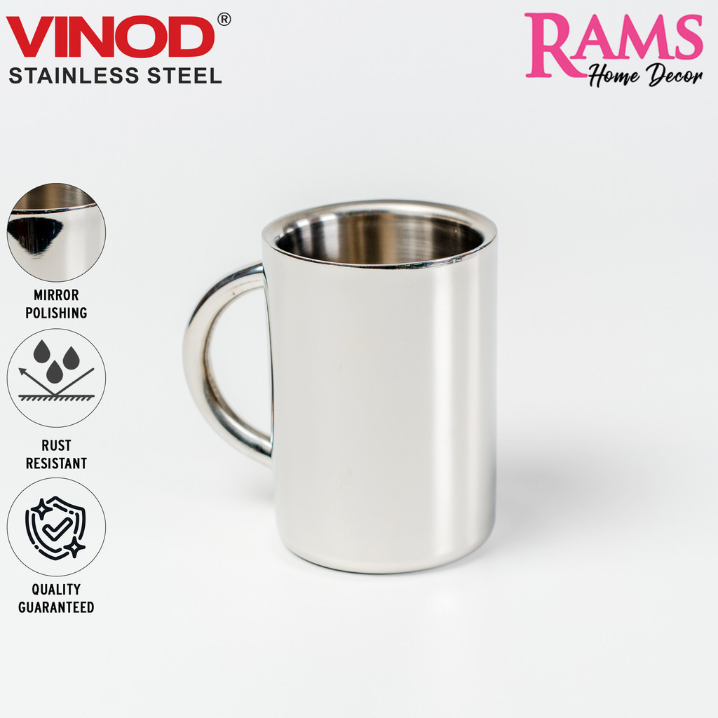 Vinod Stainless Steel Double Wall Tall Sober Mug / Camping Mug / Cawan ...