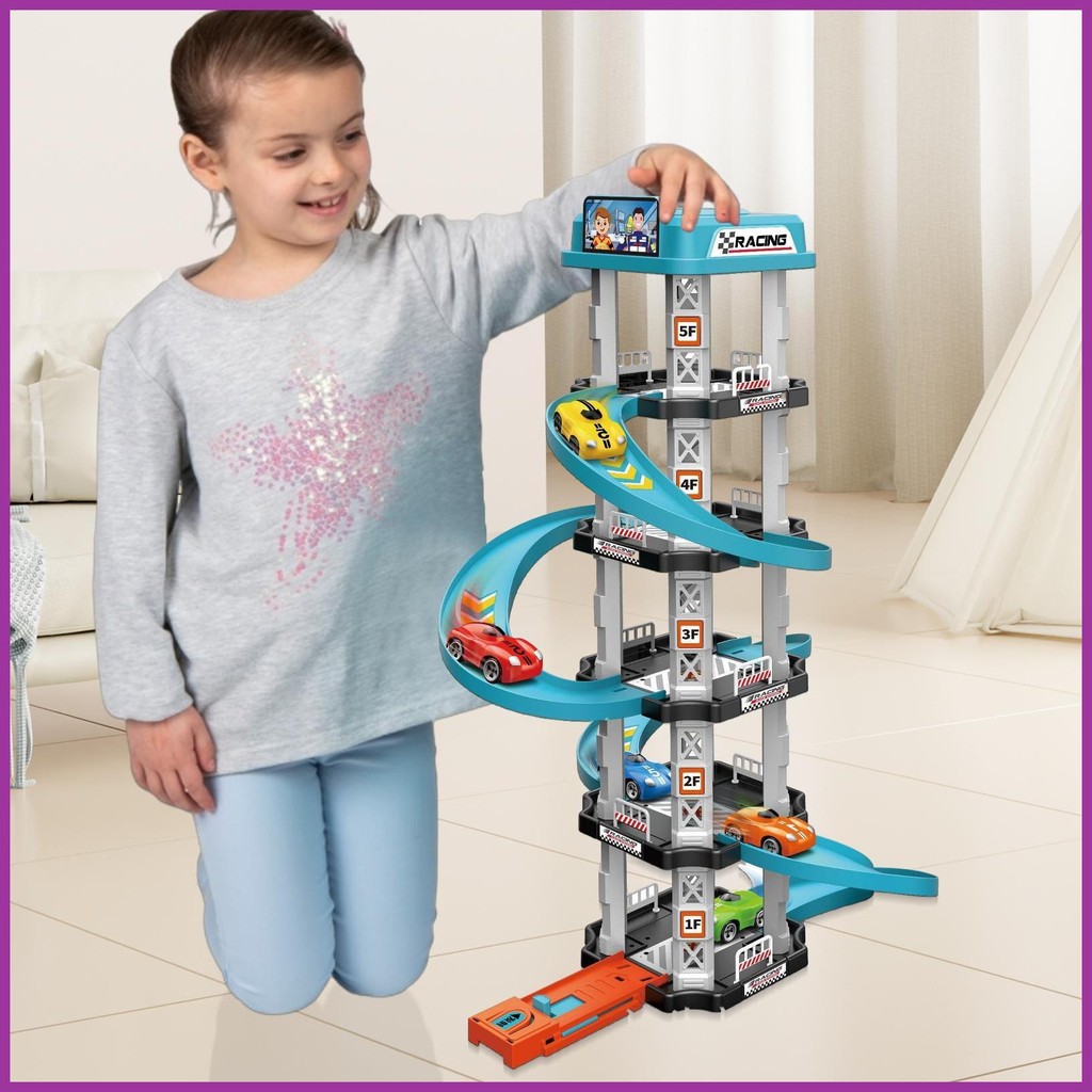 Parking Garage Toy Playset Racing Car Ramp Vehicle Assembly Interactive ...