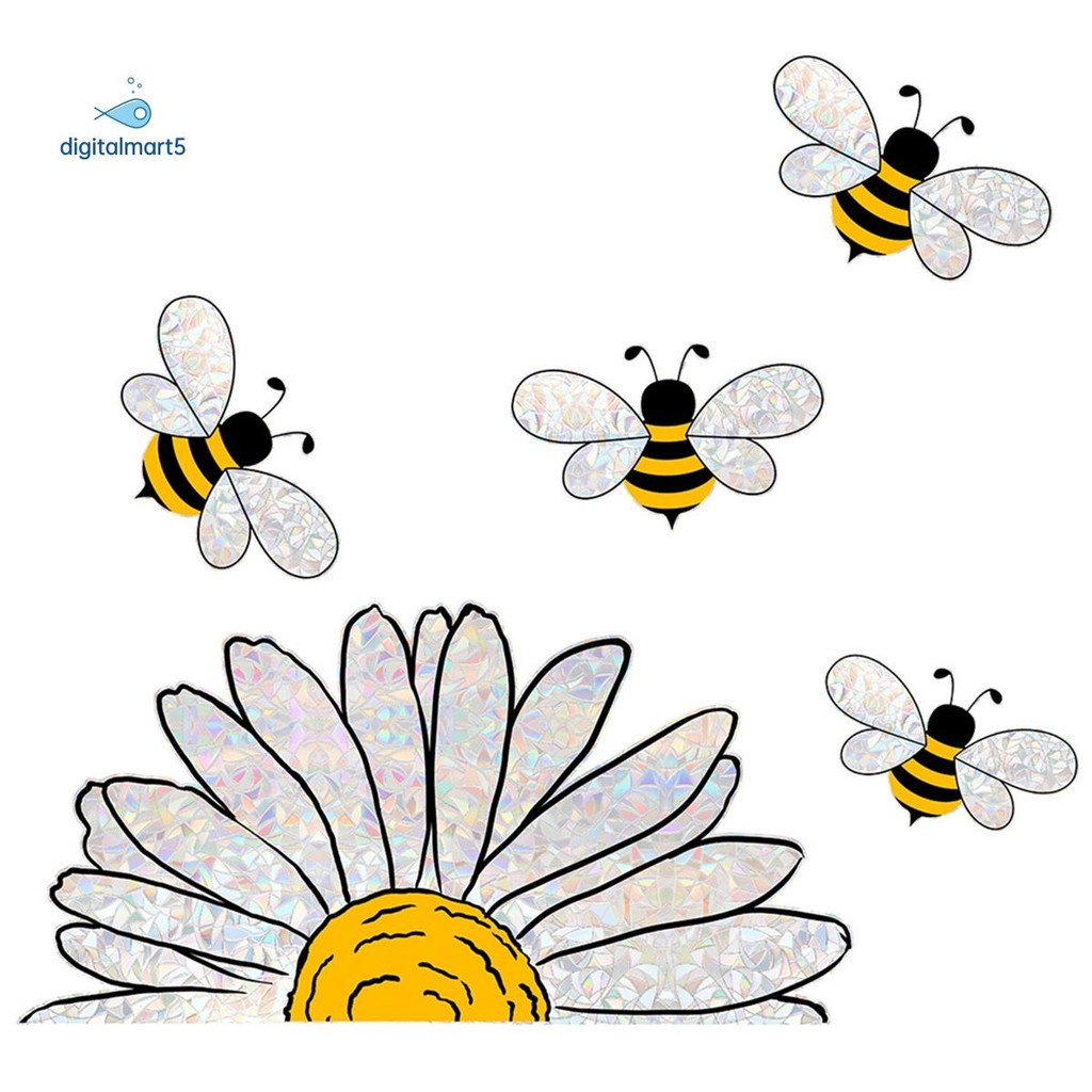 Adorable Bees Style Glass Sticker, Bee Window Decals- Sunflower Stained ...