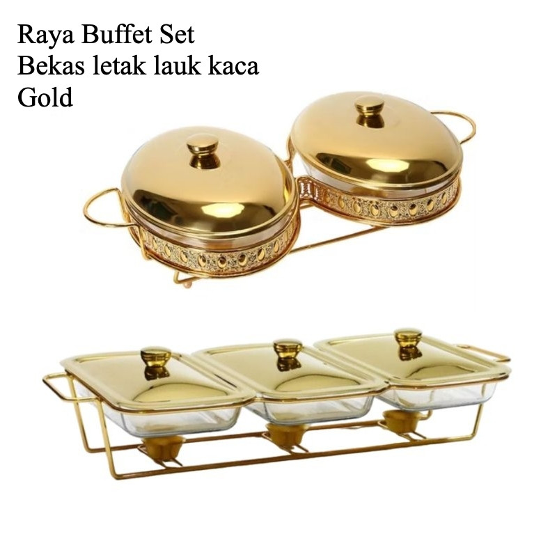 Bekas letak lauk Set buffet Gold RAYA Open House Stainless Steel Dish ...