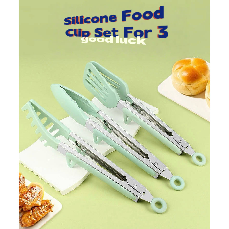Silicone Food Tongs Baking Tongs 3 Pieces Set Spatula Tongs Spaghetti ...