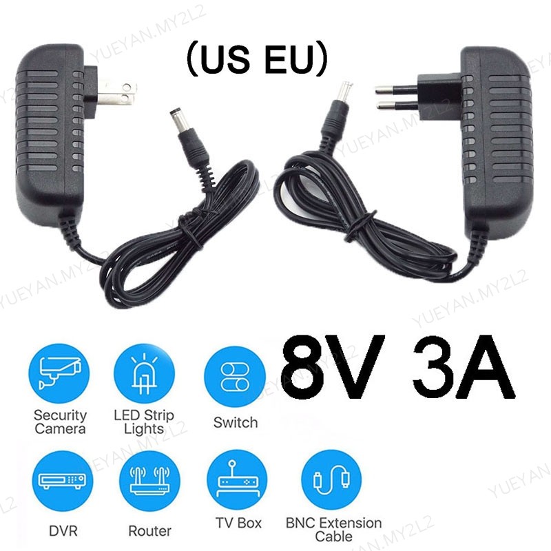 LED Transformer Charging 8V 3A 3000Ma Power Supply AC DC Adapter ...