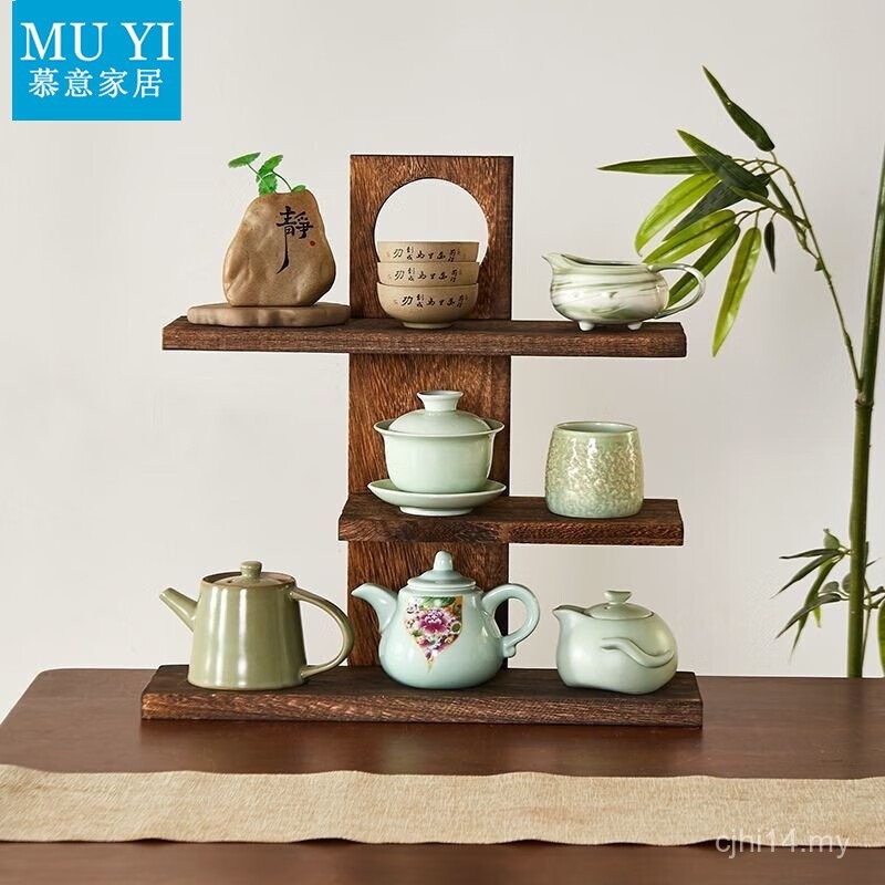 Rak Curio Desktop Kayu Pejal Set Teh Gaya Cina Rak Teh Rak Penyimpanan ...