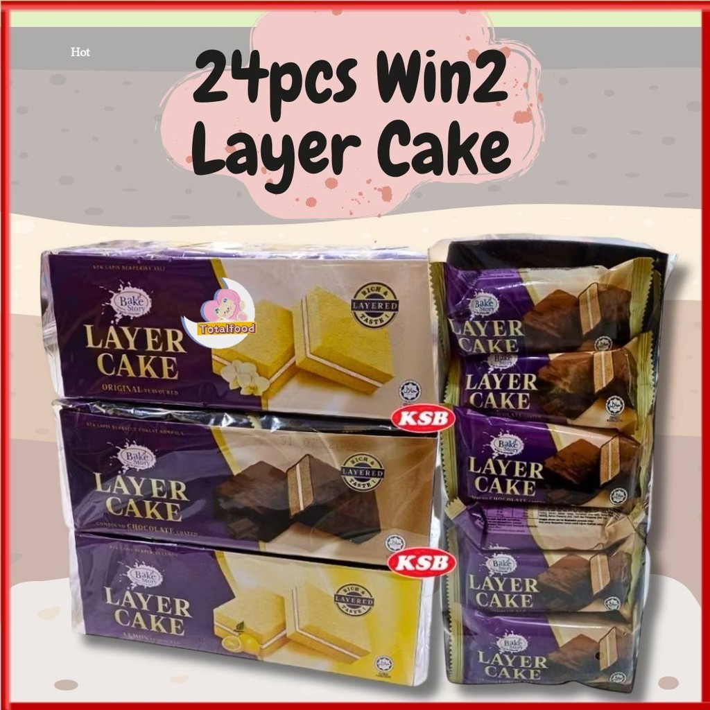 24pcs x 16g WIN2 Flavour Layer Cake kek(CHOCOLATE / PANDAN / LEMON ...