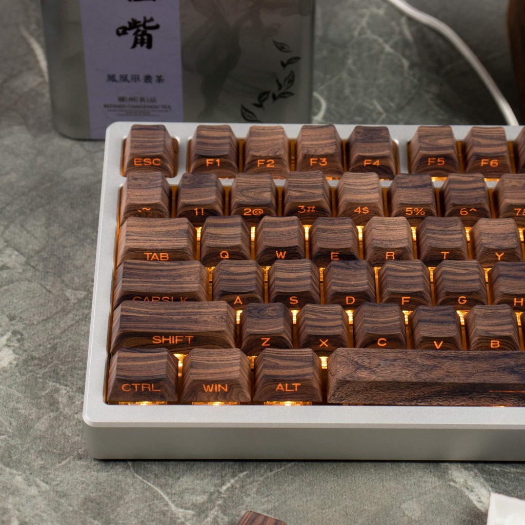 Walnut Side Print Keycaps Characters Shine Through Mechanical Keyboard ...