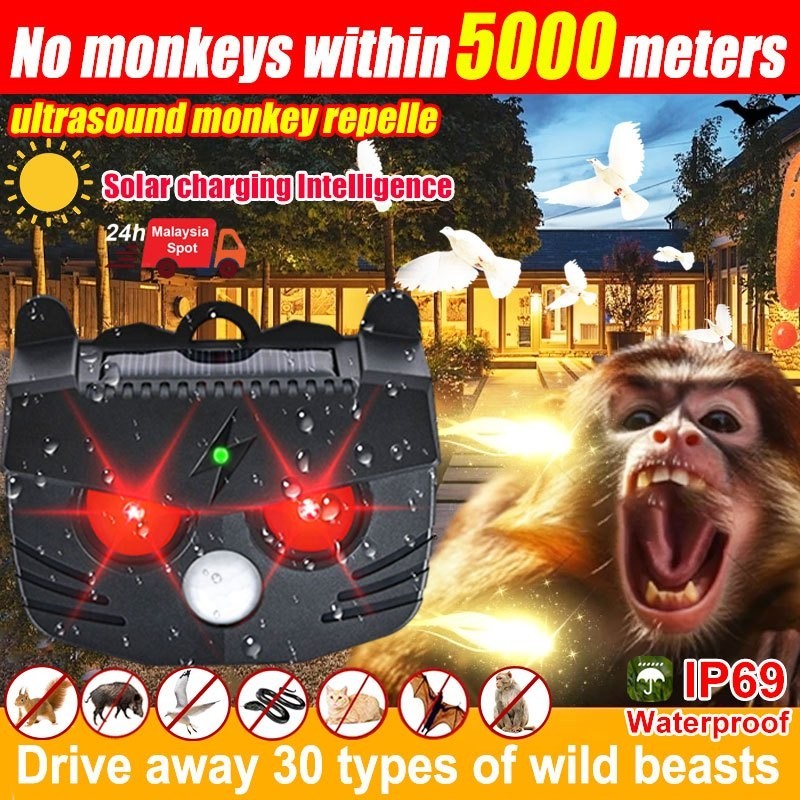Monkey Repellent 720° Ultrasonic Full Coverage alat penghalau monkey ...