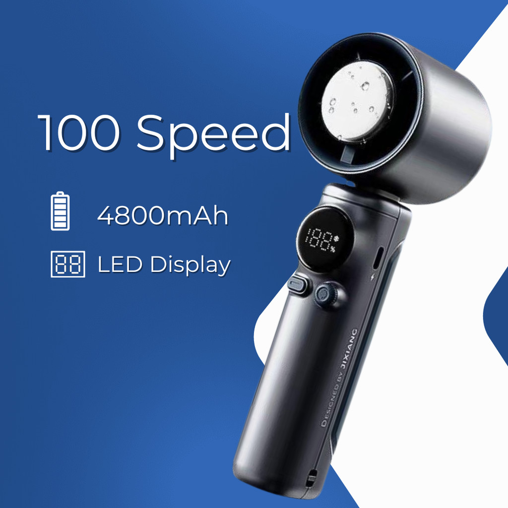 Portable Handheld Turbo Fan 100 Wind Speeds Adjustable Mini Fan Battery ...