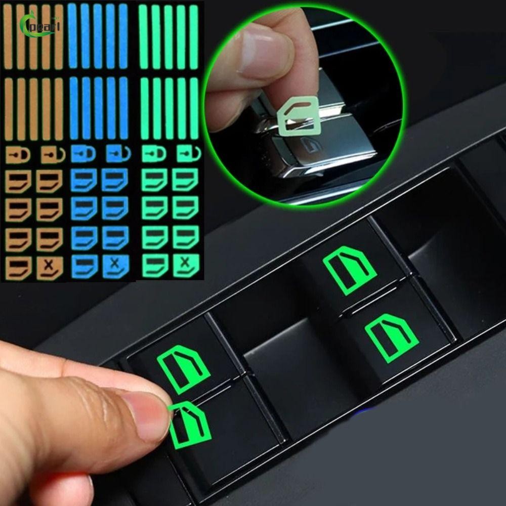 PEARL Car Window Button Sticker, Auto Accessories Night Glowing Car ...