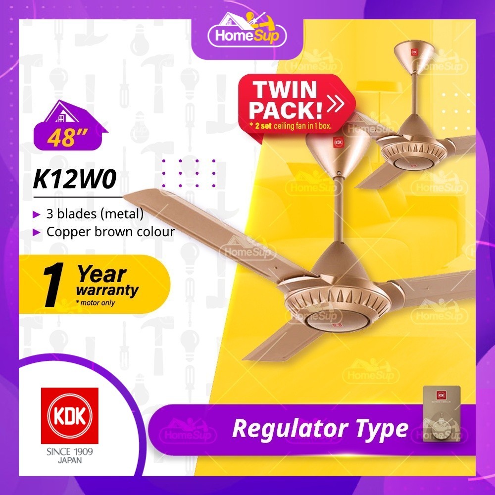 KDK Regulator Ceiling Fan K12w0 - 5SP, Copper Brown (48″) x2units/box ...