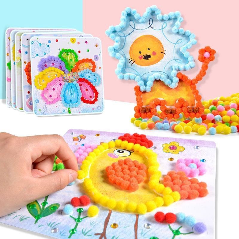 MATA Pom Arts & Crafts Kit For Kids 8Pcs Easy Toddler Art Activity ...