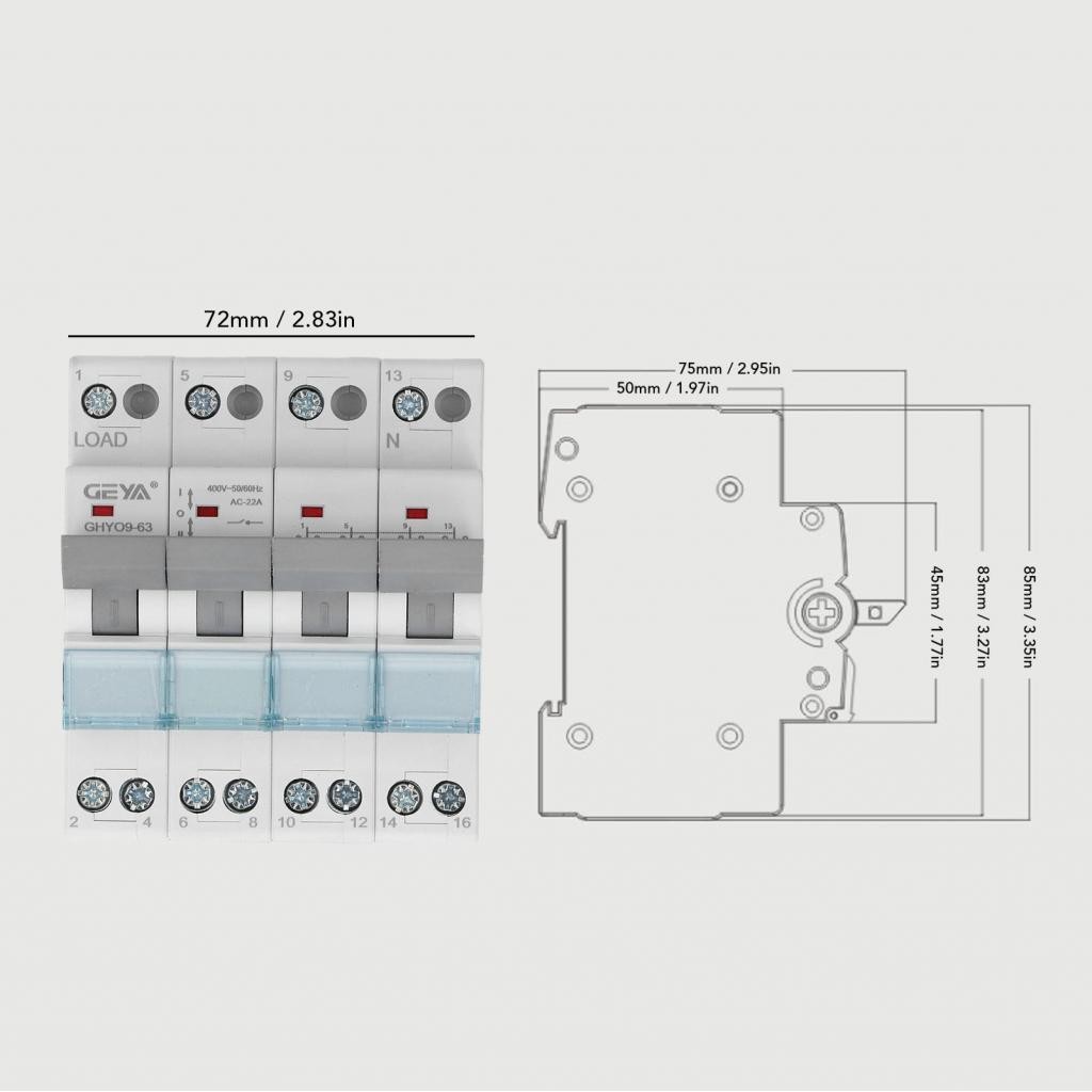 Superparis Dual Power Manual Transfer Isolating Switch 4P 63A DIN Rail ...