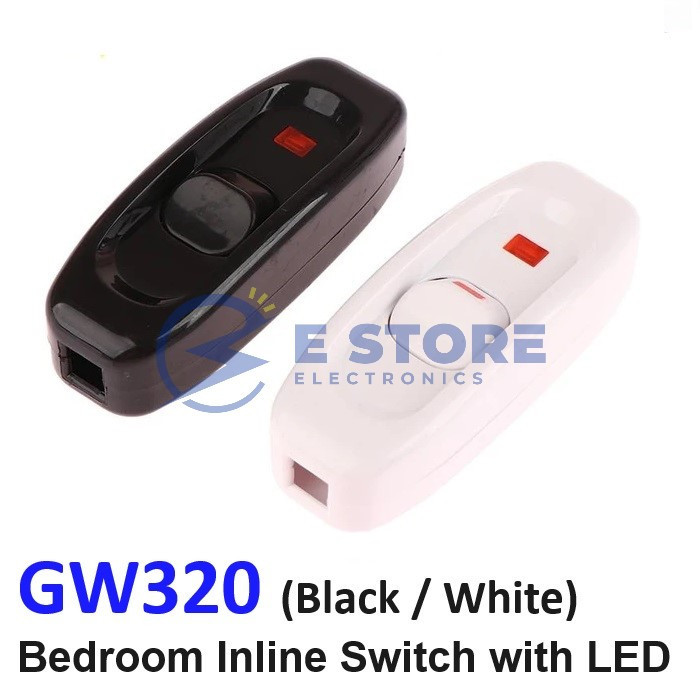 240V 10A Inline ON/OFF Button Table Lamp Desk Light Cord Cable Switch ...