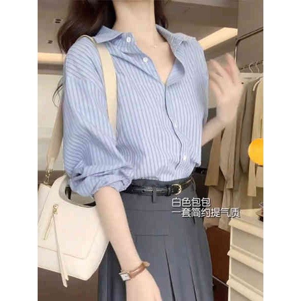 blouse nabora blouse Baju berjalur pengurangan umur fesyen Eropah Korea ...