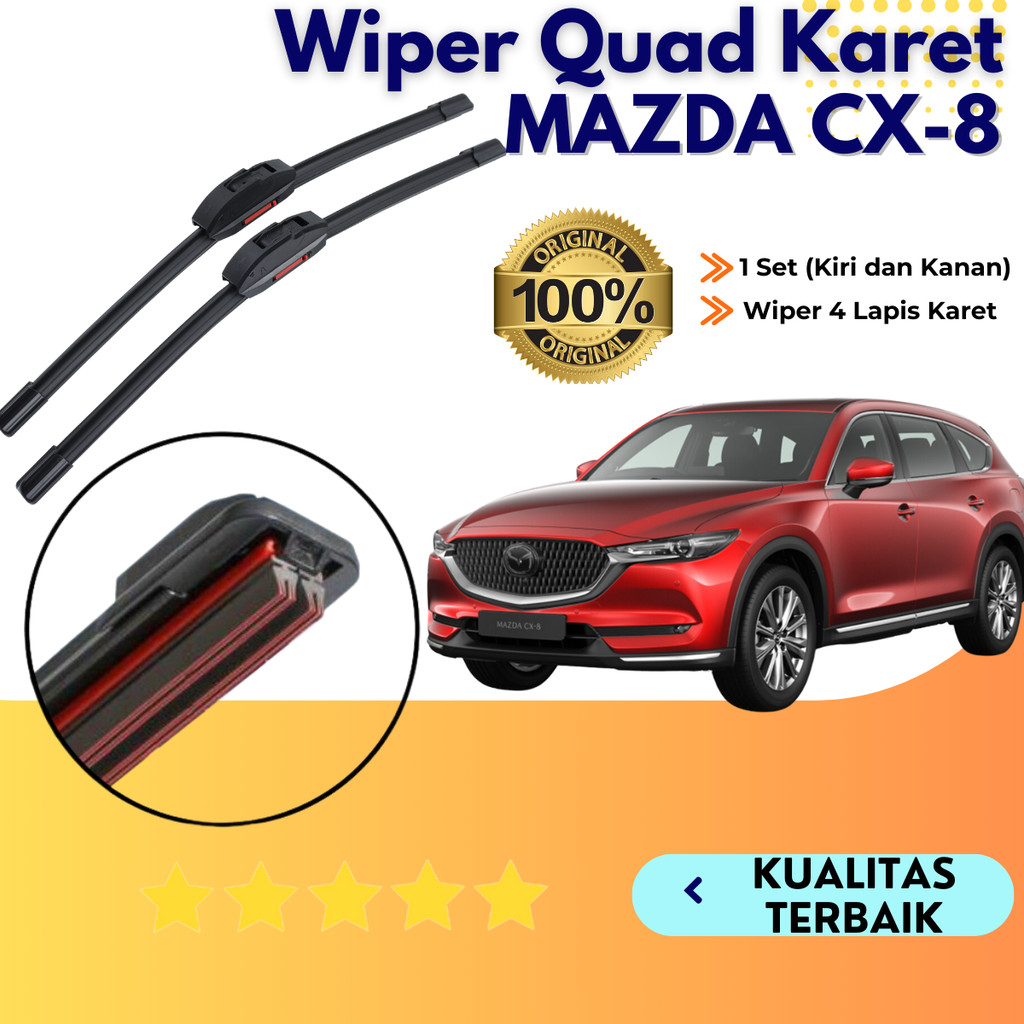 Mazda CX-8 Frameless 4-Rubber Quad Wiper 1 Set Kiri and Right Without ...