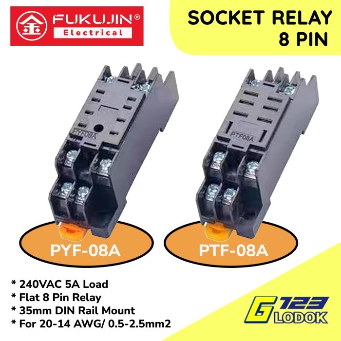 Fukojin Socket Relay Mount Socket 8 Pin Foot PYF08A PTF08A MY2 MY2N MY2NJ LY2 LY2N LY2NJ Power ...