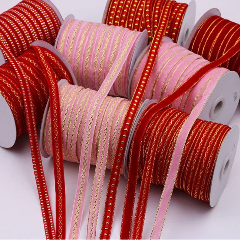 50 yards 1CM gold edge single-sided clip gold silk color50码1CM ...