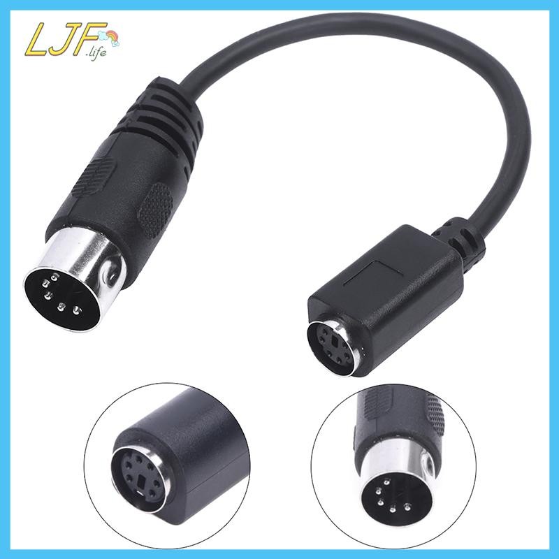 LJF MD 6-pin Female to DIN 5-pin Male Cable Ps2 Keyboard and Mouse ...