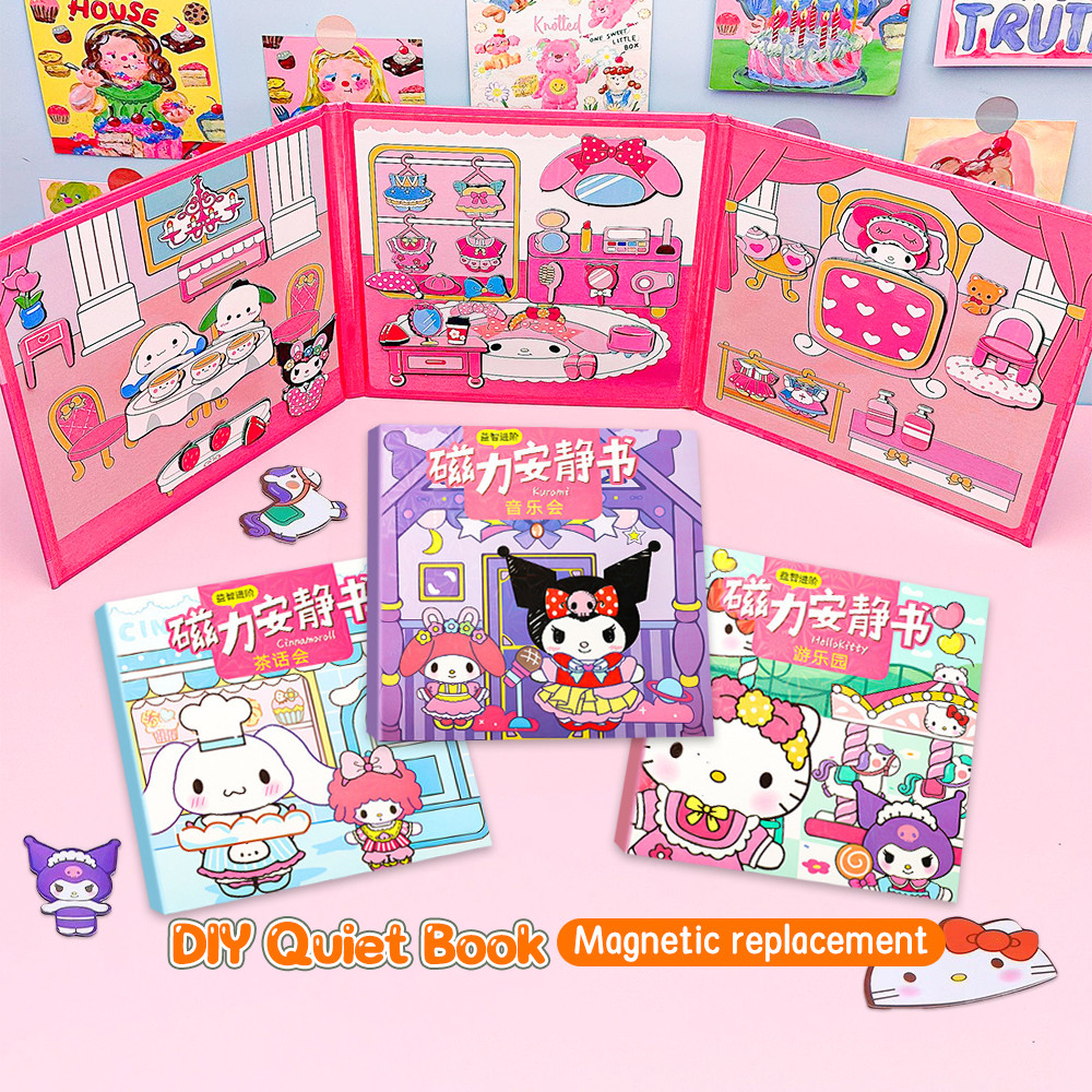 CBB Magnetic Quiet Book No Cut Quiet Book Cartoon Paper Doll House Book ...