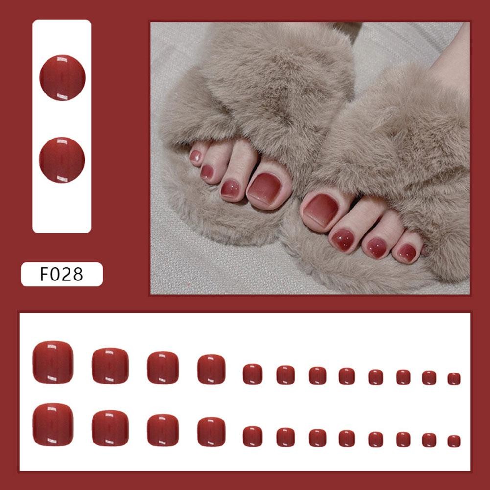 24Pcs Toe Nail Fake Wearable Nail Removable Toe Nail Art Patch | Shopee ...