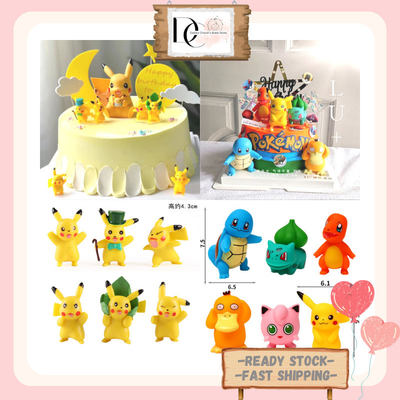 Set Hiasan Kek PVC Pikachu Pokemon Set Topper Kek Pokemon / Vinyl ...