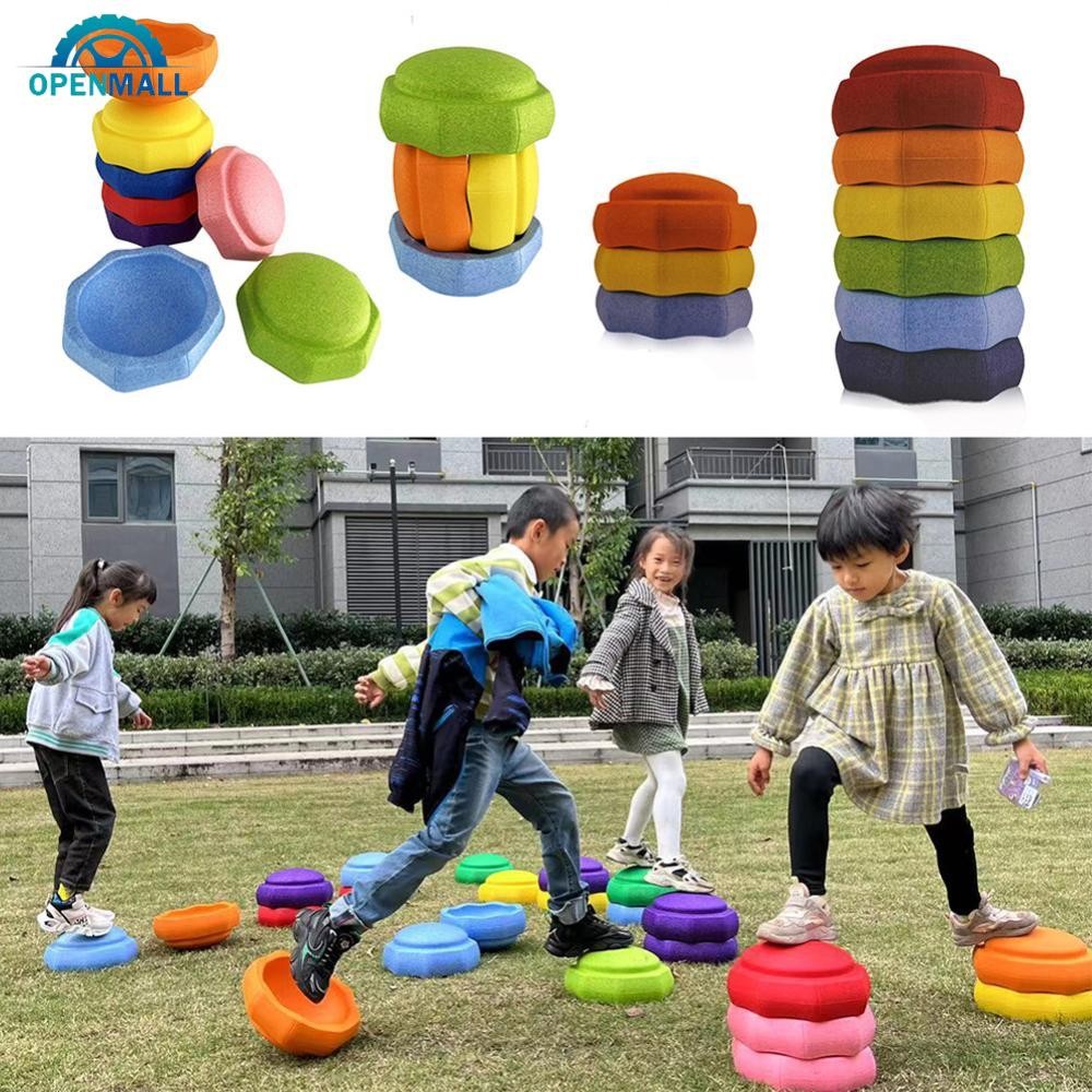 OPENMALL Balance Stepping Stones Set Kids Sensory Foam River Jumping ...