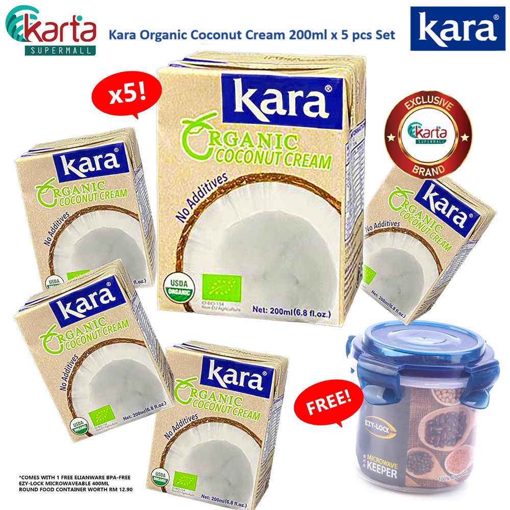 KARA Organic Coconut Cream 200ml x 5 Packs (Clearance Sales – EXP: AUG ...