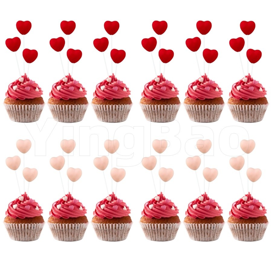 20Pcs Wedding Cupcake Topper Set Red Pink Love Heart Sweet Lovers Cake ...