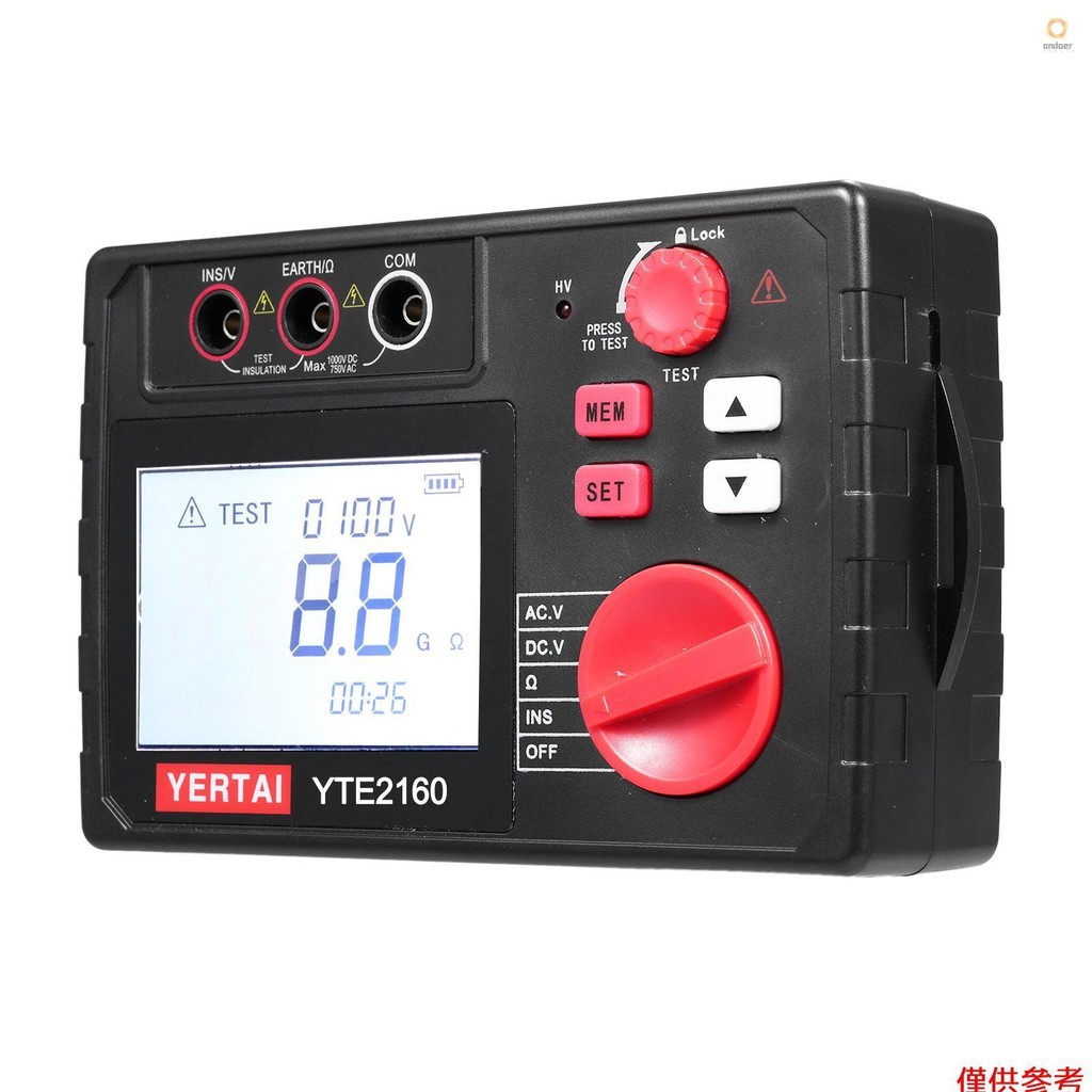YERTAI Digital Insulation Resistance Tester 100V/200V/500V/1000V ...