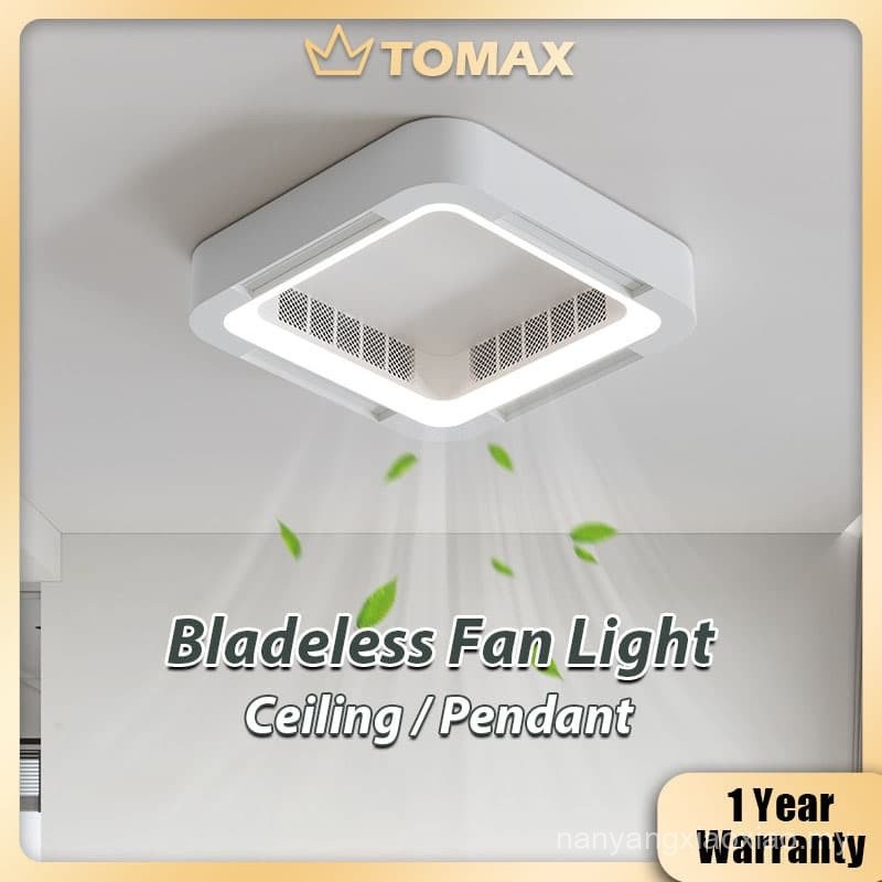 TOMAX 180° 58CM Leafless Ceiling Fan 45W Bladeless Fan Can Swing ...