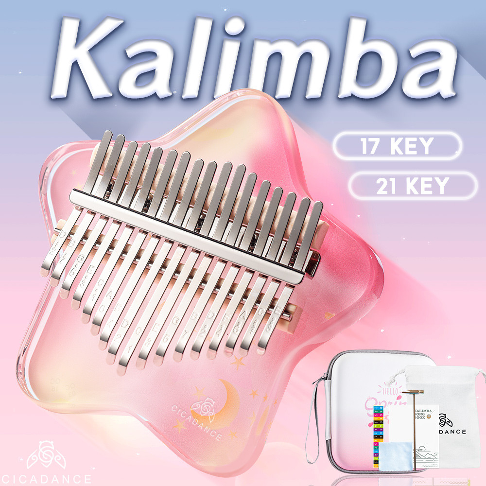 Crystal Kalimba 17 Key/21 Key Star Shape with Stotage Box Acoustic ...