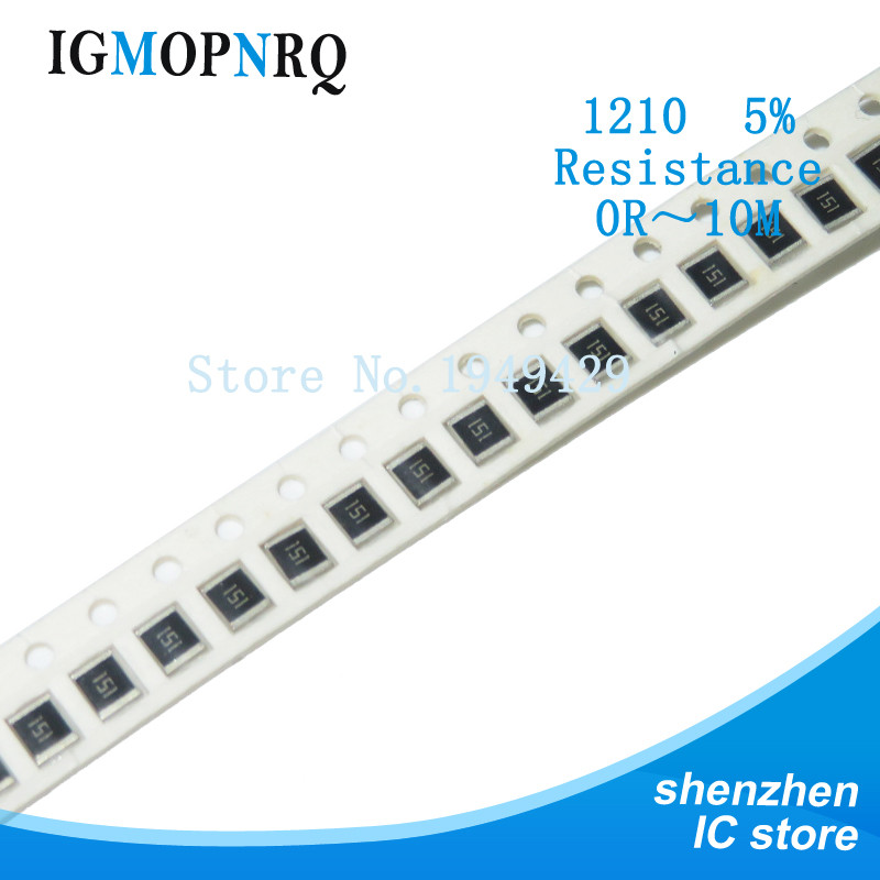 100pcs 1210 5% 1/2W SMD Chip Resistor resistores 0R - 10M 0 10 100 220 470 ohm 0R 10R 100R 220R ...