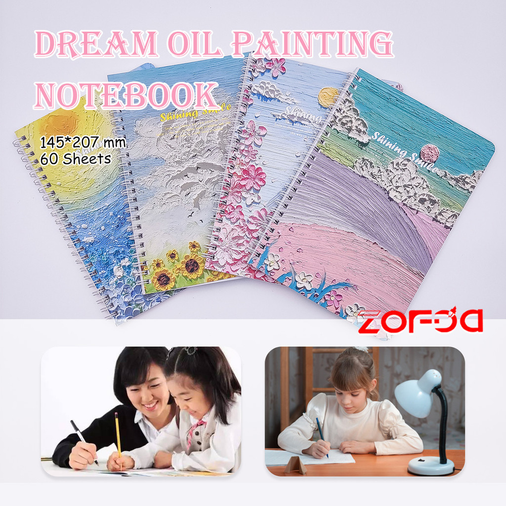 Coil Notebook aesthetic Oil Painting Cover Style Coil Book A5 Exercise ...