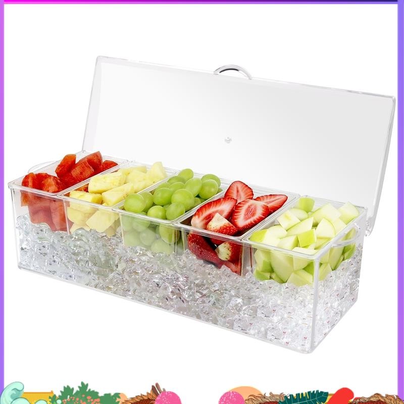Ice Cold 5 Compartment Condiment Server Rack-Service Tray Container ...