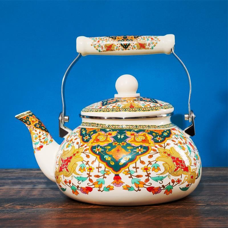 1.5-4L thickened enamel teapot with handle with strainer, enamel kettle ...