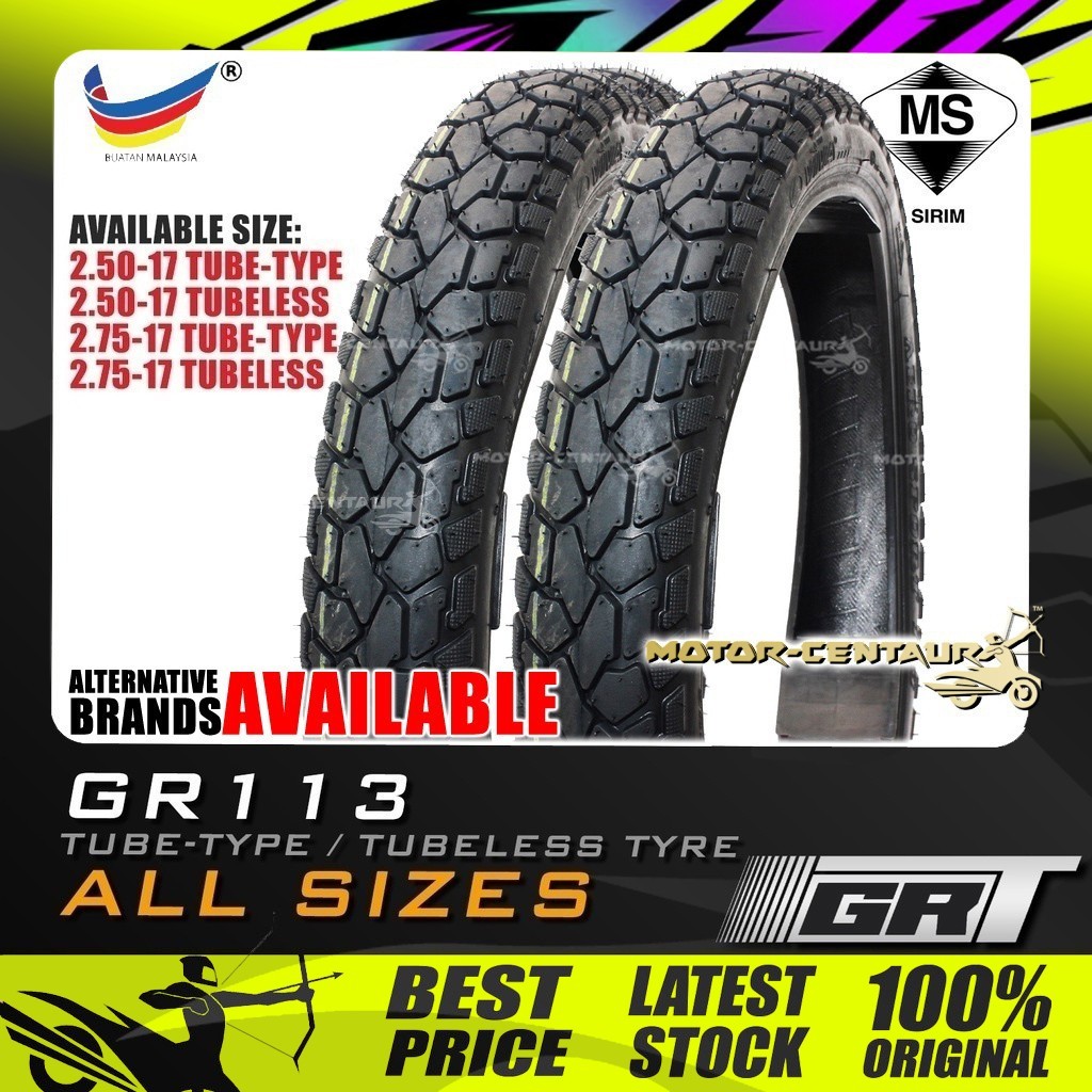 TAYAR MOTOSIKAL GRT GR113 TYRE 2.50, 250, 2.75, 275 - 17 (DUAL SPORT ...