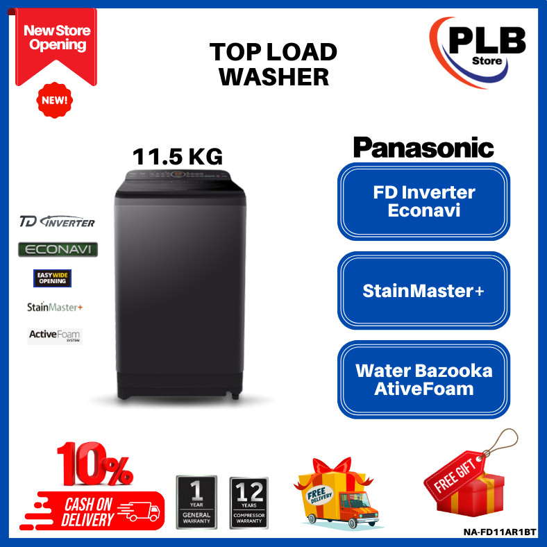 PANASONIC TOP LOAD WASHING MACHINE NA-FD11AR1BT (11.5 KG) (TD INVERTER ...