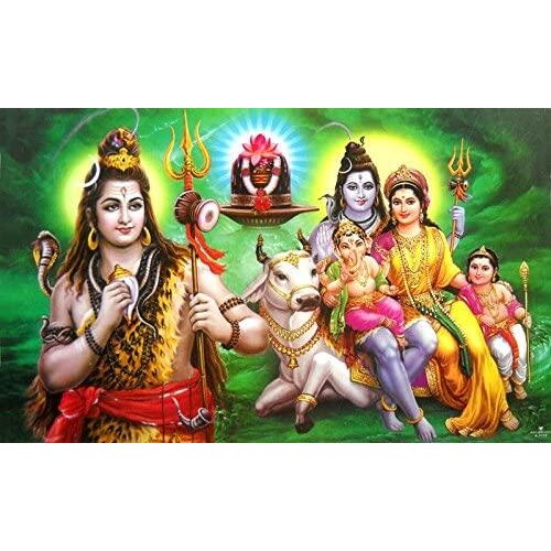 Goddess Durga and Lord Shiva canvas Hindu God Big Poster religious wall ...