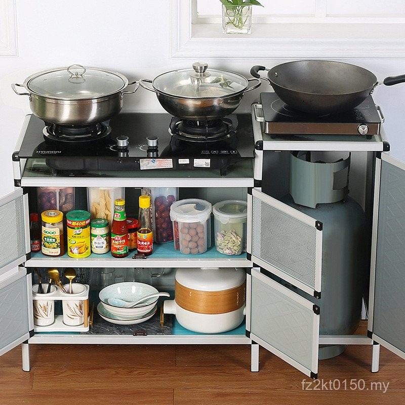 Stainless Steel Shelf with Door Household Simple Assembly Kitchen ...