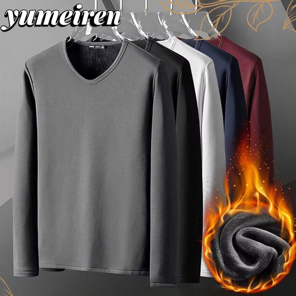 YUMEIREN Warm Long Sleeve Shirt, Polyester Base Layer Men's Thermal ...