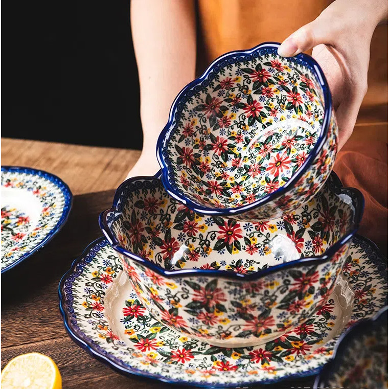 Bohemian Style Dinnerware Daisy Ceramic Bowls/Plates/Sauce Dish ...