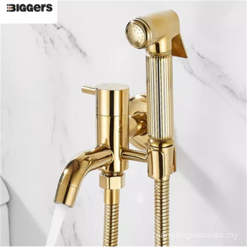 Biggers gold color brass bathroom handheld toilet bidet sprayer set ...