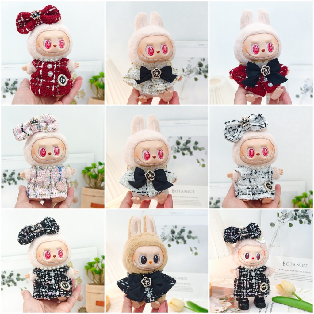 Labubu Stylish Outfit Clothes New Year's Red Crown Fragrant Skirt Cloak ...